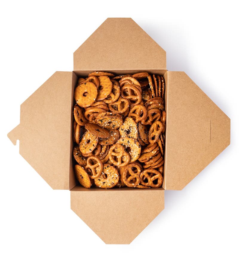 Salt Pretzels in box stock image. Image of packaging - 162674579