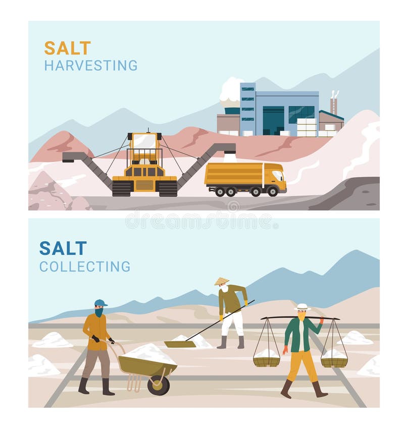 Salt Production Banners stock illustration. Illustration of template ...