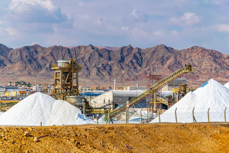 Salt Production Facility in Eilat, Israel Stock Image - Image of pile ...