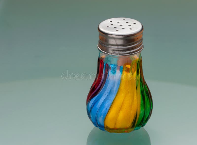 Salt Shaker Made of Coloured Glass Stock Image - Image of glass, steel ...