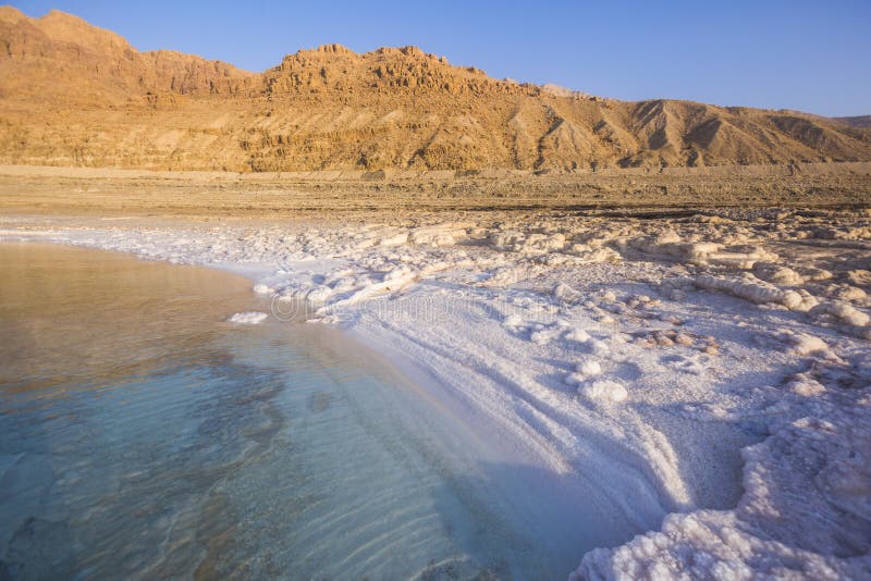 Shore of the Dead Sea. Jordan Landscape Stock Image - Image of blue ...