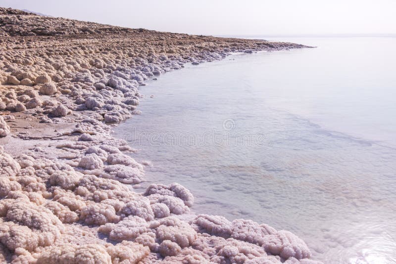 Salt on the Shore. Dead Sea. Jordan Landscape Stock Image - Image of ...