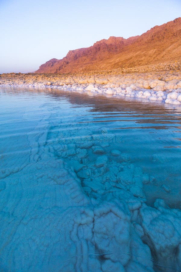 Salt on the Shore. Dead Sea Landscape. Jordan Stock Image - Image of ...