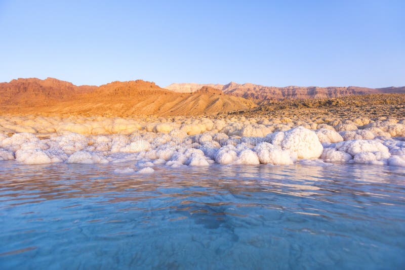 Salt on the Shore. Dead Sea. Jordan Landscape Stock Image - Image of ...
