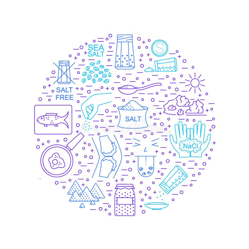 Salt Signs Thin Line Round Design Template. Vector Stock Vector ...