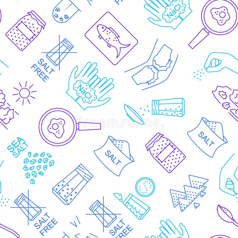 Salt Signs Thin Line Seamless Pattern Background. Vector Stock Vector ...