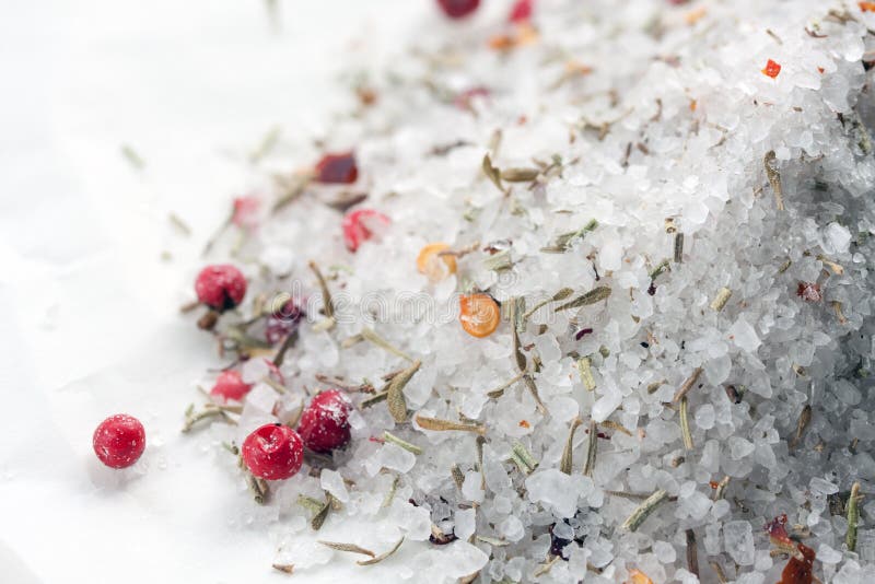 Salt with spices stock photo. Image of peppercorn, white - 23591098