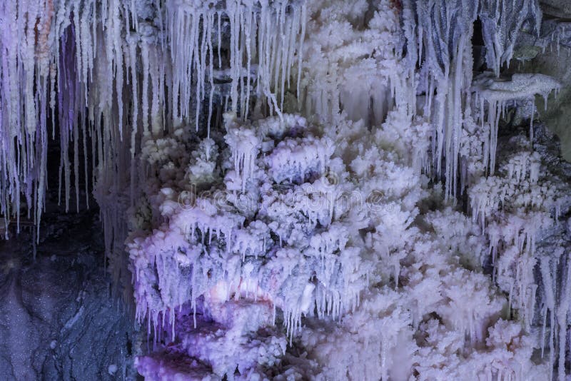 Salt Stalactite in Salt Mine Stock Image - Image of geology, purple ...