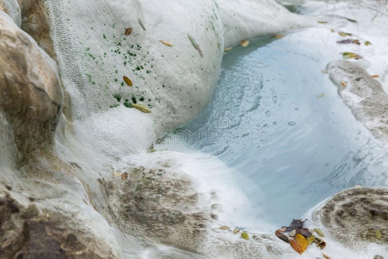 Salt Travertines with Clear Blue Water. Natural Pools Stock Image ...