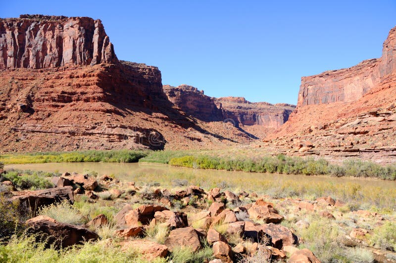 Salt Wash and Colorado River Stock Image - Image of plateau, moab: 16901709