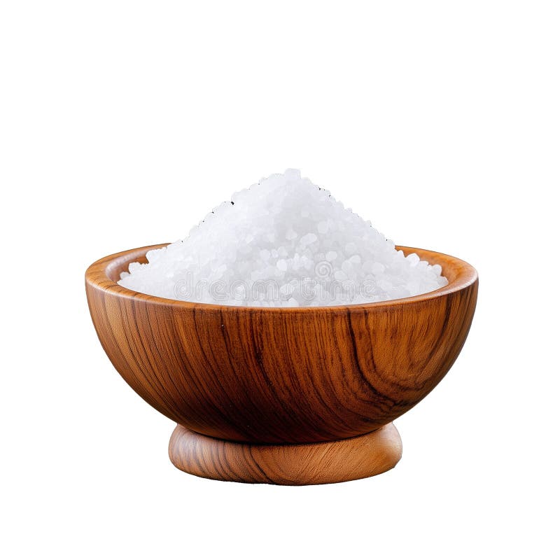 Salt in a Wooden Bowl on Transparent Background Stock Photo - Image of ...
