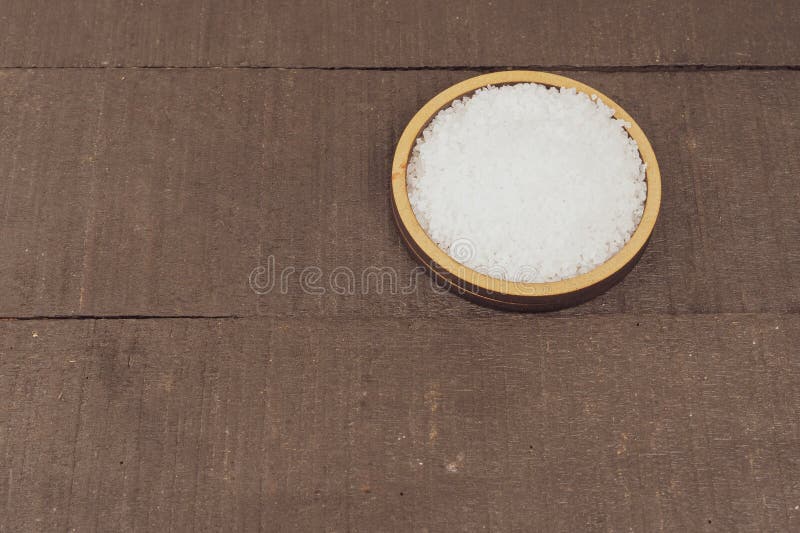 Salt in a Wooden Spoon on the Table. Stock Image - Image of isolated ...