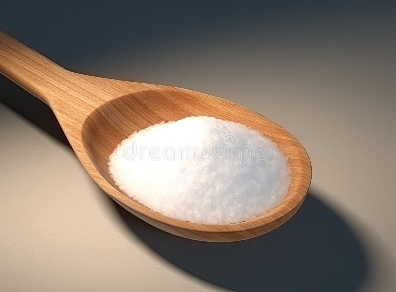 Salt in Wooden Spoon on White Background Created with Generative AI ...