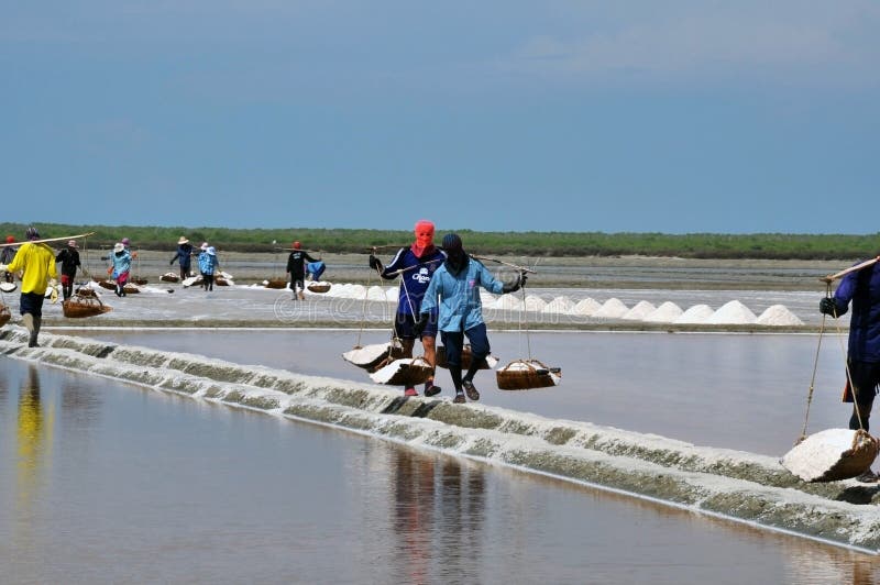 Salt-workers in Mask Carry Salt on Their Shoulder Editorial Photography ...