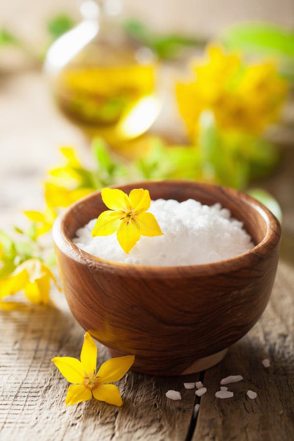 Salt and Yellow Flowers for Spa Stock Photo - Image of care, tranquil ...