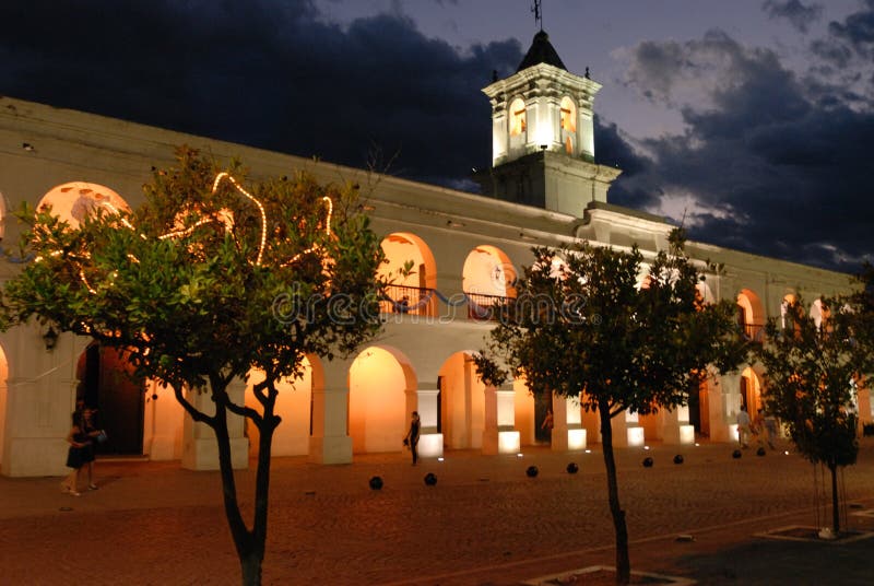 The Salta Cabildo, a Colonial Building in Salta, Argentina at Night ...