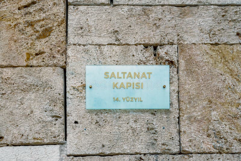 Saltanat(sultanate)Gate of Bursa Castle in Bursa Turkey Editorial ...