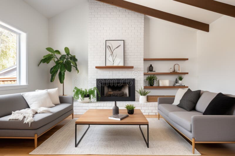 Saltbox Design with Minimalist Interior Styling Stock Illustration ...