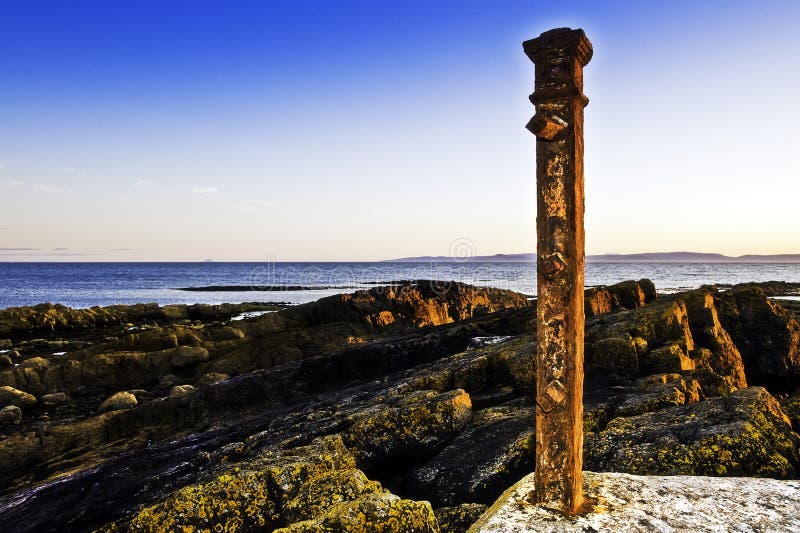 Saltcoats seaside red post stock photo. Image of rust - 10527368