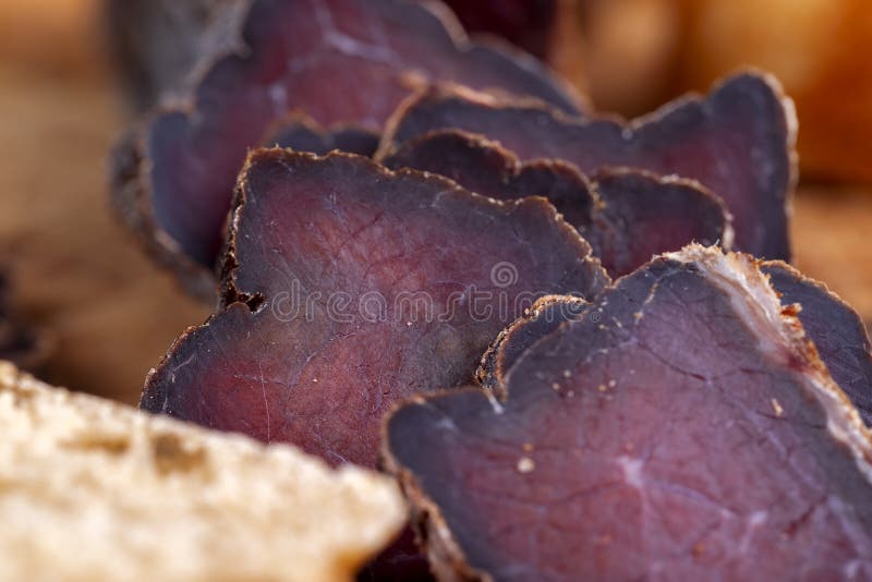 Salted Beef Sliced for Serving Stock Image - Image of preserved, jerky ...