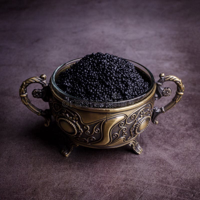 Salted black caviar stock image. Image of metal, delicatessen - 240516851