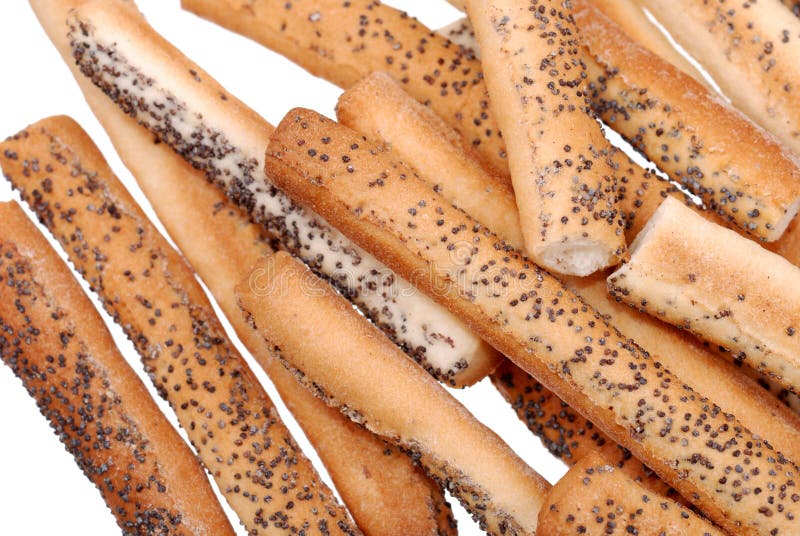 Salted Breadsticks with Poppy Seed Stock Photo - Image of bake, heap ...