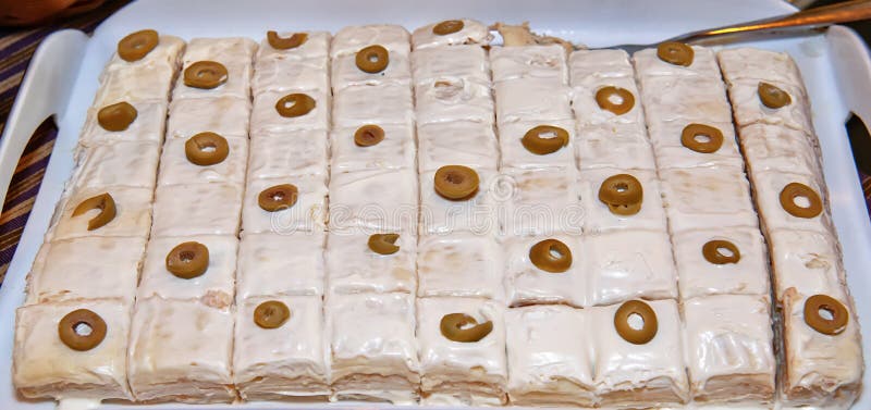 Salted Cake cut to pieces stock image. Image of horizontal - 142081789