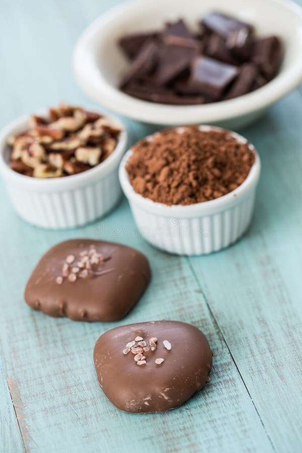Salted Caramel Candy with Cocoa Powder and Nuts Stock Image - Image of ...
