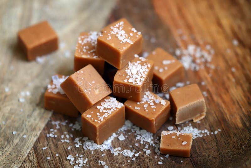 Salted Caramel. Creamy Toffee with Sea Salt Stock Photo - Image of ...