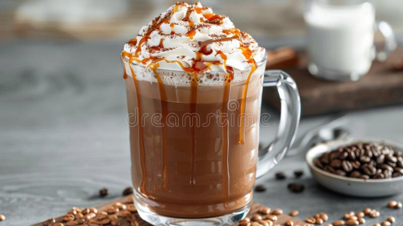 Salted Caramel Mocha stock illustration. Illustration of caffeine ...