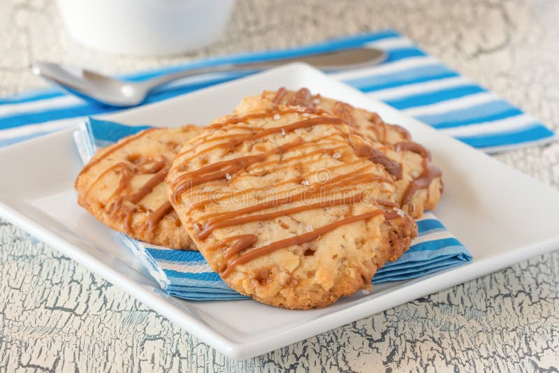 Salted Caramel Shortbread Cookies Stock Photo - Image of baked ...