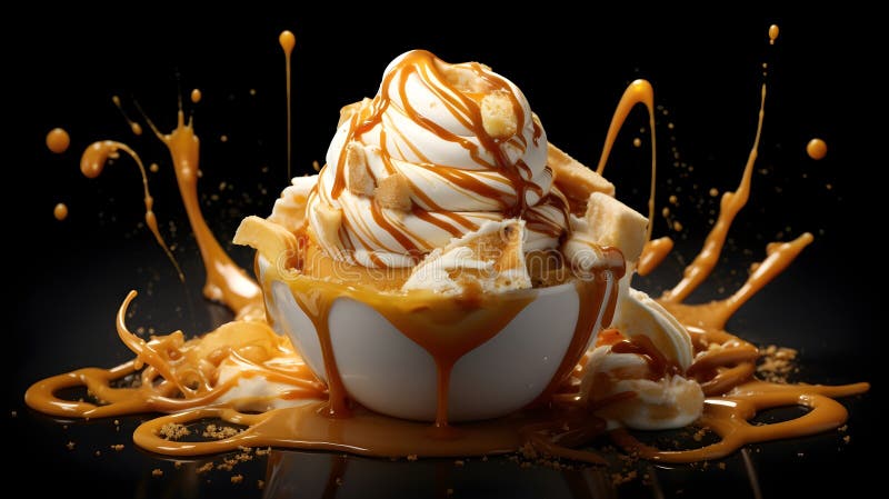 Salted Caramel Swirl Gelato Stock Illustration - Illustration of torte ...