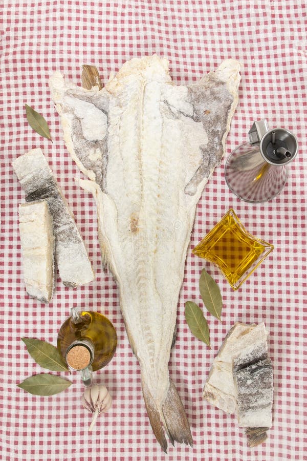 Salted Codfish on Table Cloth Stock Image - Image of white, bacalhau ...