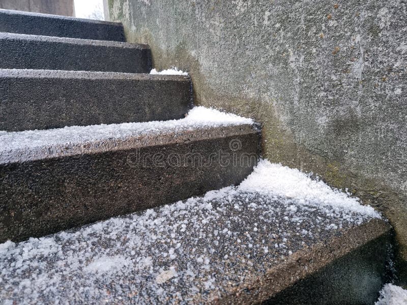 Salted Concrete Stairs Winter in Denmark - Prevention of Ice Formation ...