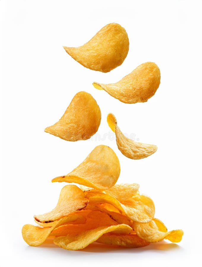 Crispy Salted Potato Chips on White Background Stock Illustration ...
