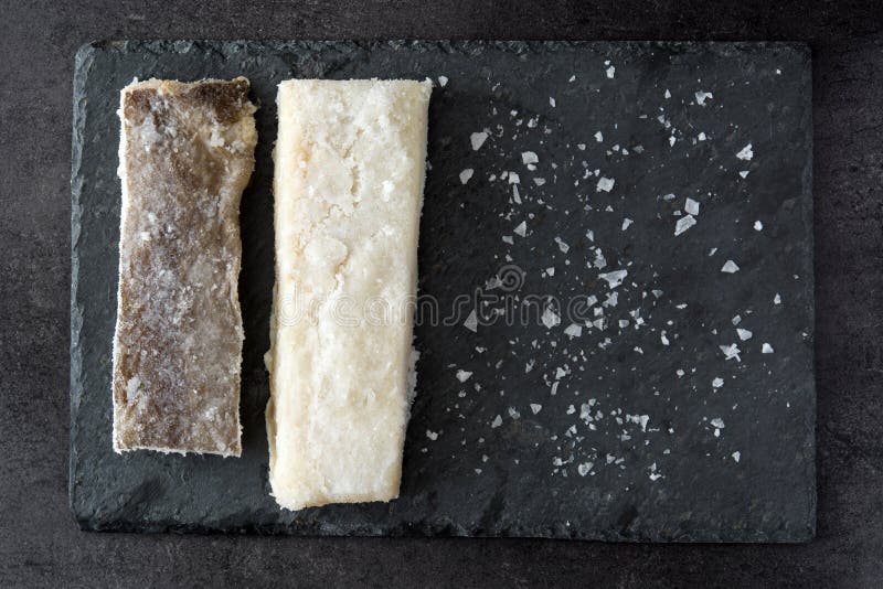 Salted Dried Cod on Black Stone. Typical Easter Food Stock Image ...
