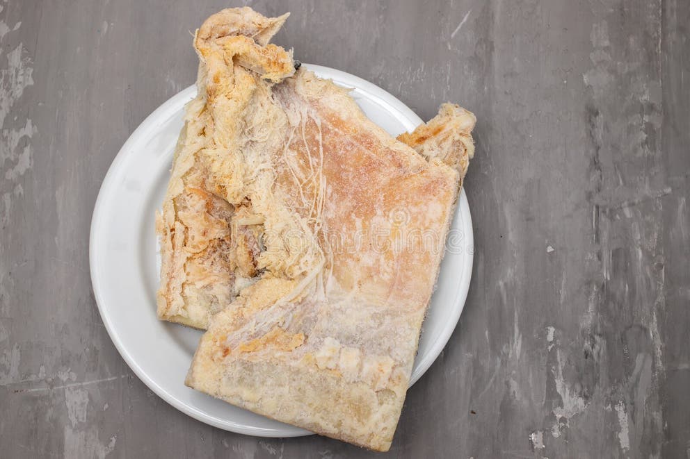 Salted Dry Cod Fish on White Dish Stock Image - Image of ingredient ...