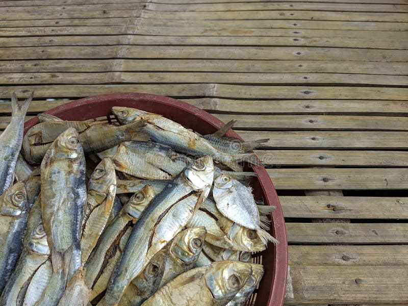 Salted Fish on Bamboo Craft Background Stock Image - Image of healthy ...