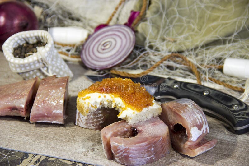 Salted Fish Cooked after Catch Stock Image - Image of meal, pepper ...