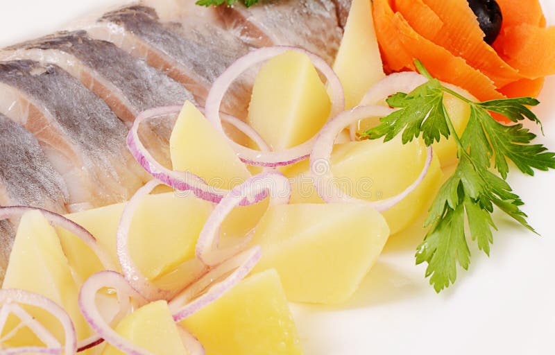 Salted Herring with Boiled Potatoes Stock Photo - Image of cooking ...