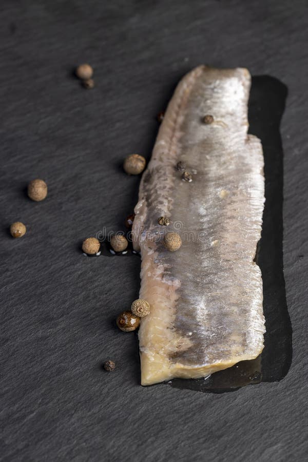 Salted Herring Fillet on the Table Stock Image - Image of table, dish ...