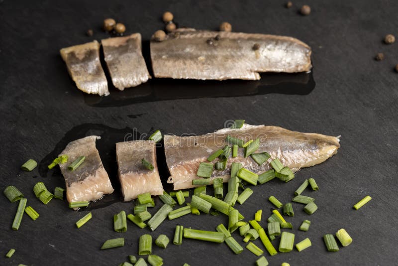 Salted Herring Fillet on the Table Stock Image - Image of dish ...