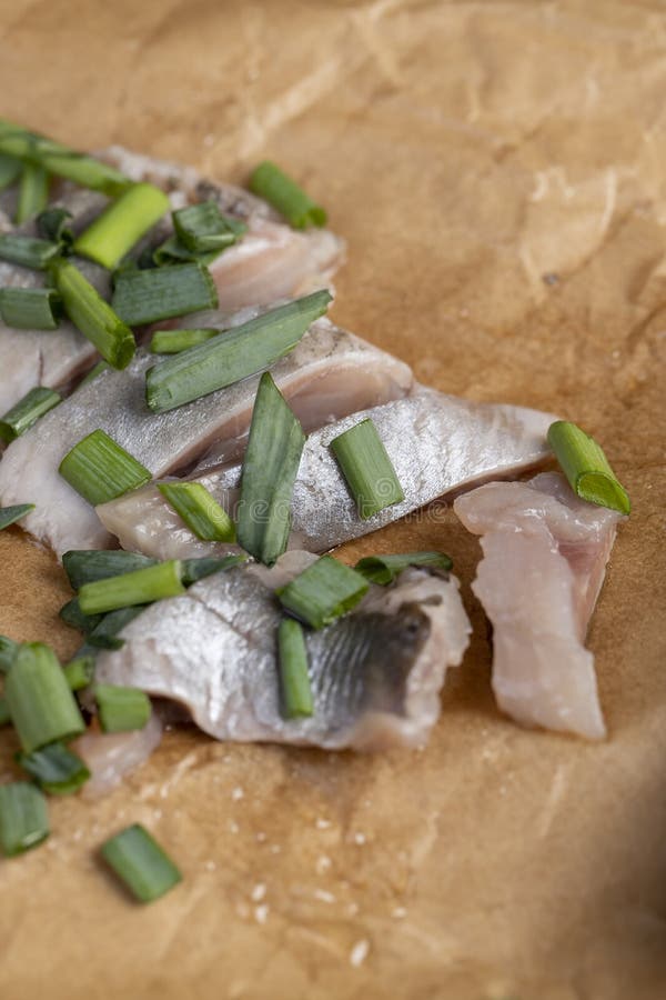 Salted Herring Fillet on the Table Stock Image - Image of nordic, plate ...