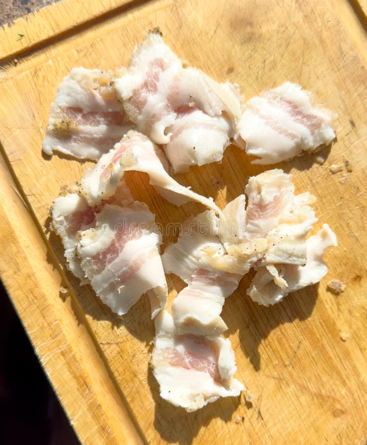 Salted Lard Cut on a Board. Close-up Stock Photo - Image of grease ...