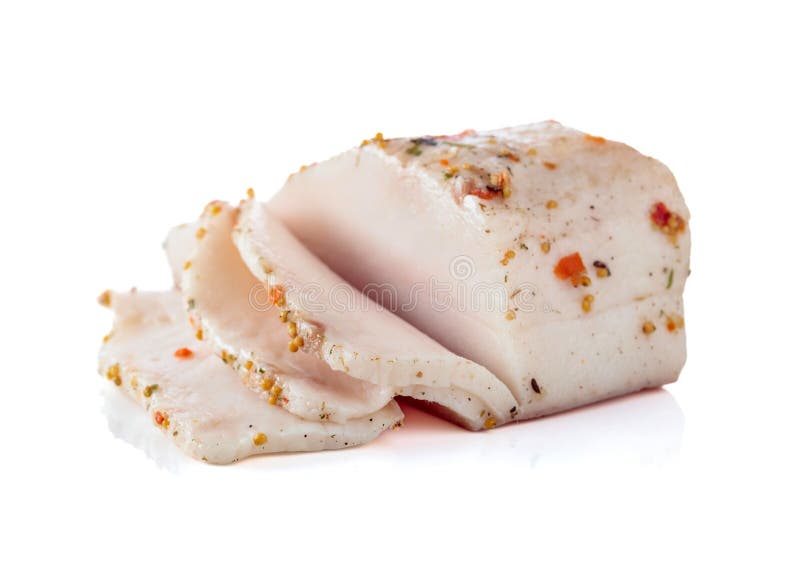 Salted Lard with Spices Isolated on White Stock Photo - Image of ...