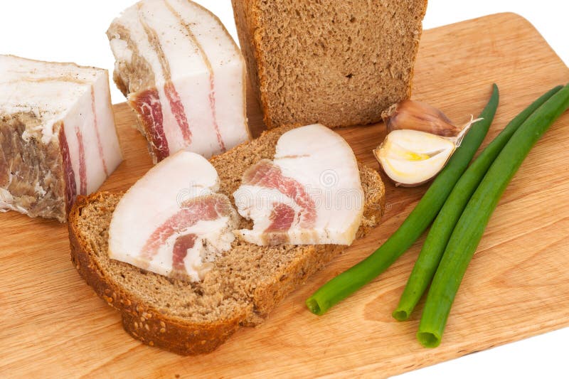 Salted Lard with Garlic. Ukrainian Traditional Food Stock Image - Image ...