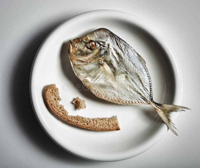 Salted Moonfish with Crust of Bread Stock Image - Image of smoke ...