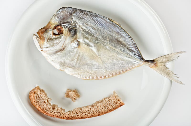 Salted Moonfish with Crust of Bread Stock Image - Image of silver ...