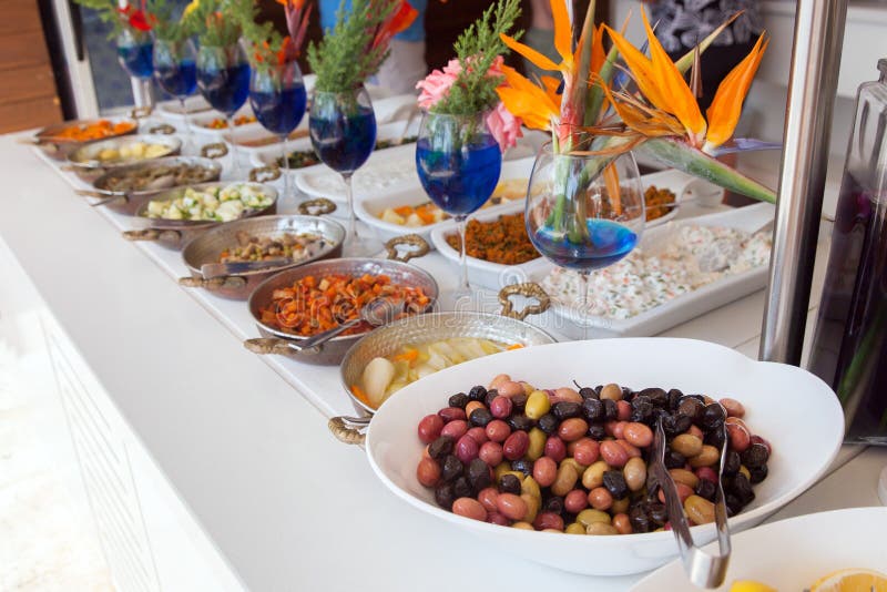 Salted Olives and Other Vegetable on the Open Buffet Stock Image ...