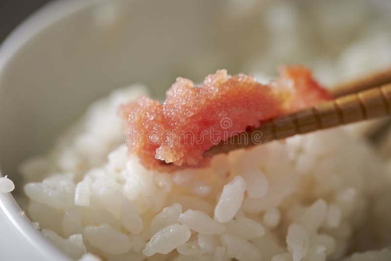 Salted Pollack Roe with Steamed Rice Stock Image - Image of seafood ...